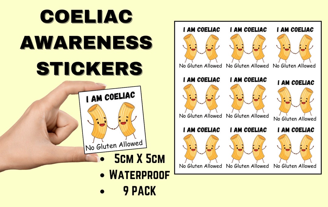 Coeliac Disease Awareness Stickers 9, No Gluten Allowed, Coeliac ...