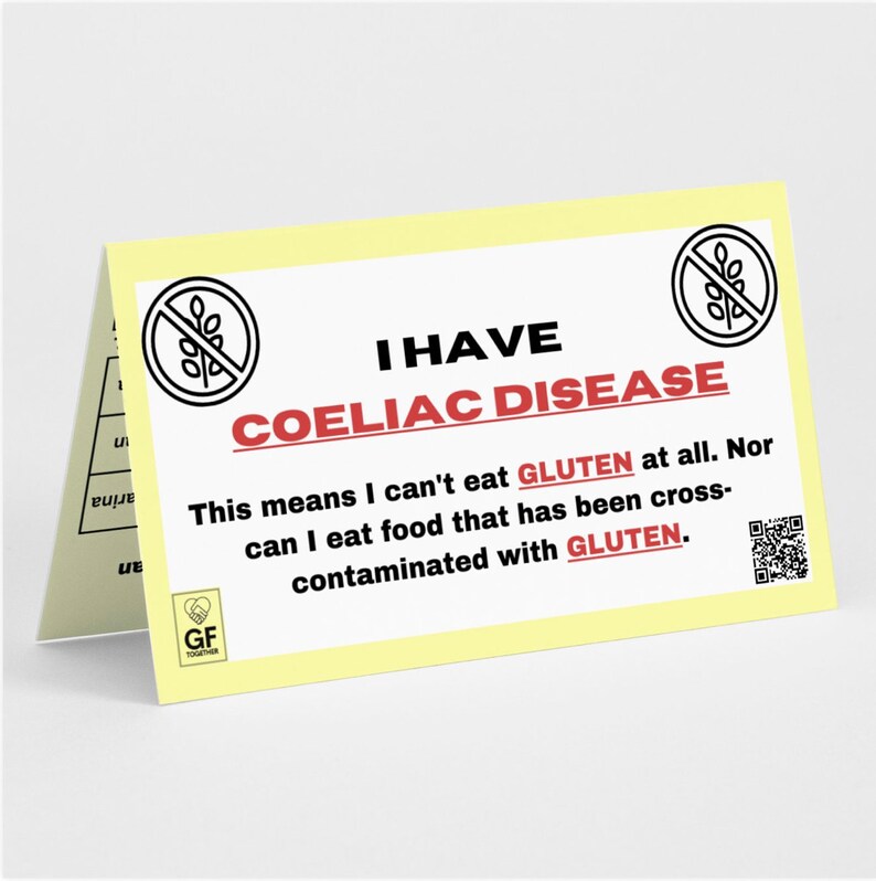 Coeliac Disease Travel Translation Cards French, Spanish & Italian ...