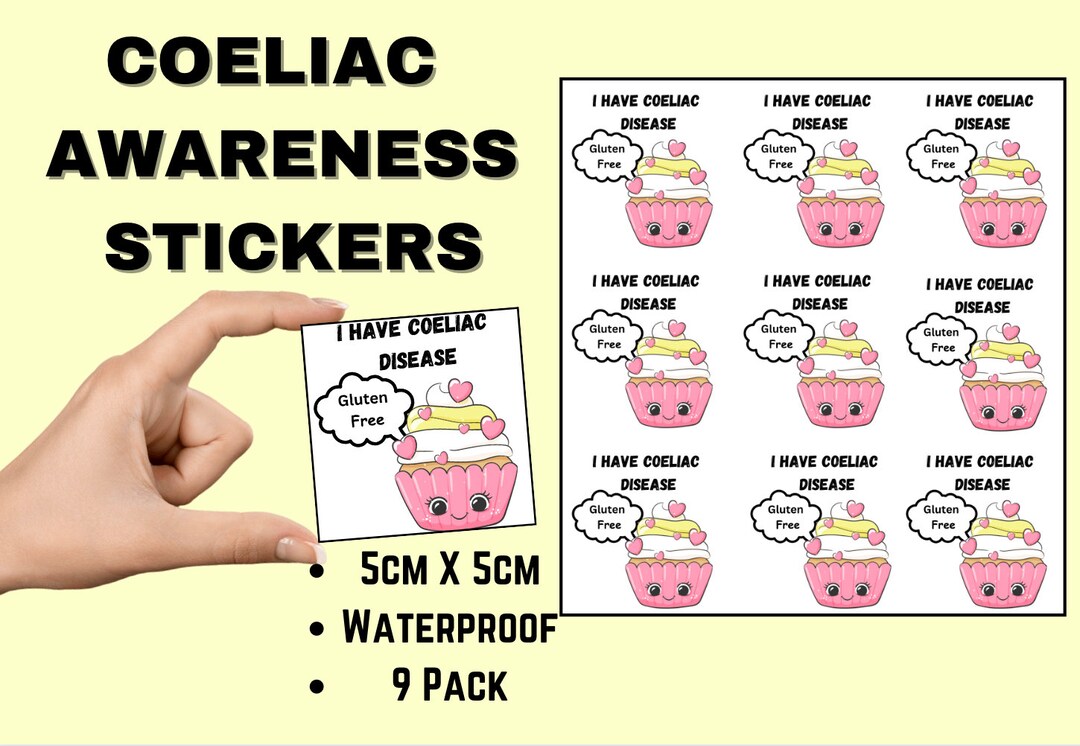 Coeliac Disease Awareness Stickers 9 , No Gluten Allowed, Coeliac ...