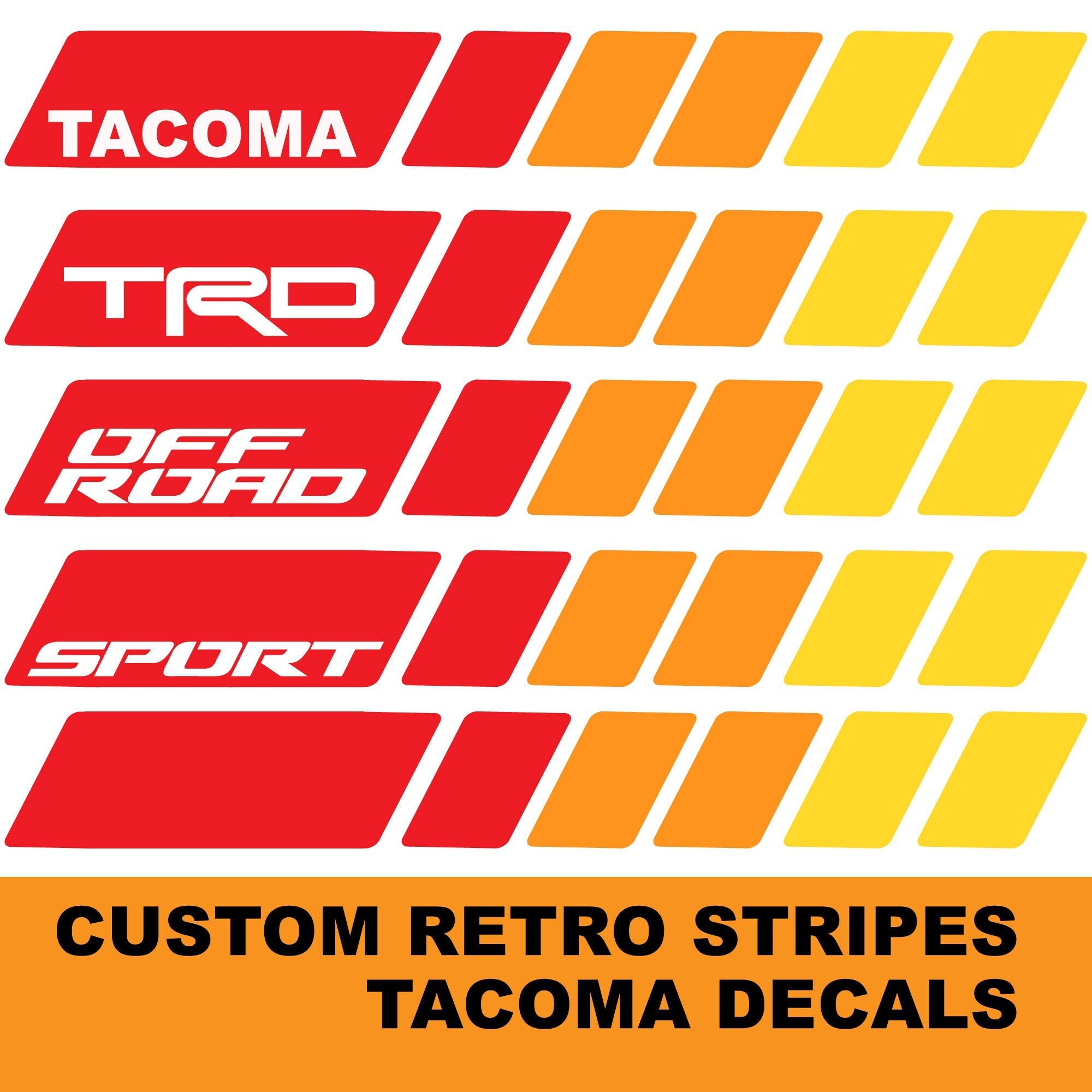 Retro Stripe Tacoma & Tundra Vinyl Decals Choose Your Style Vinyl Decal ...