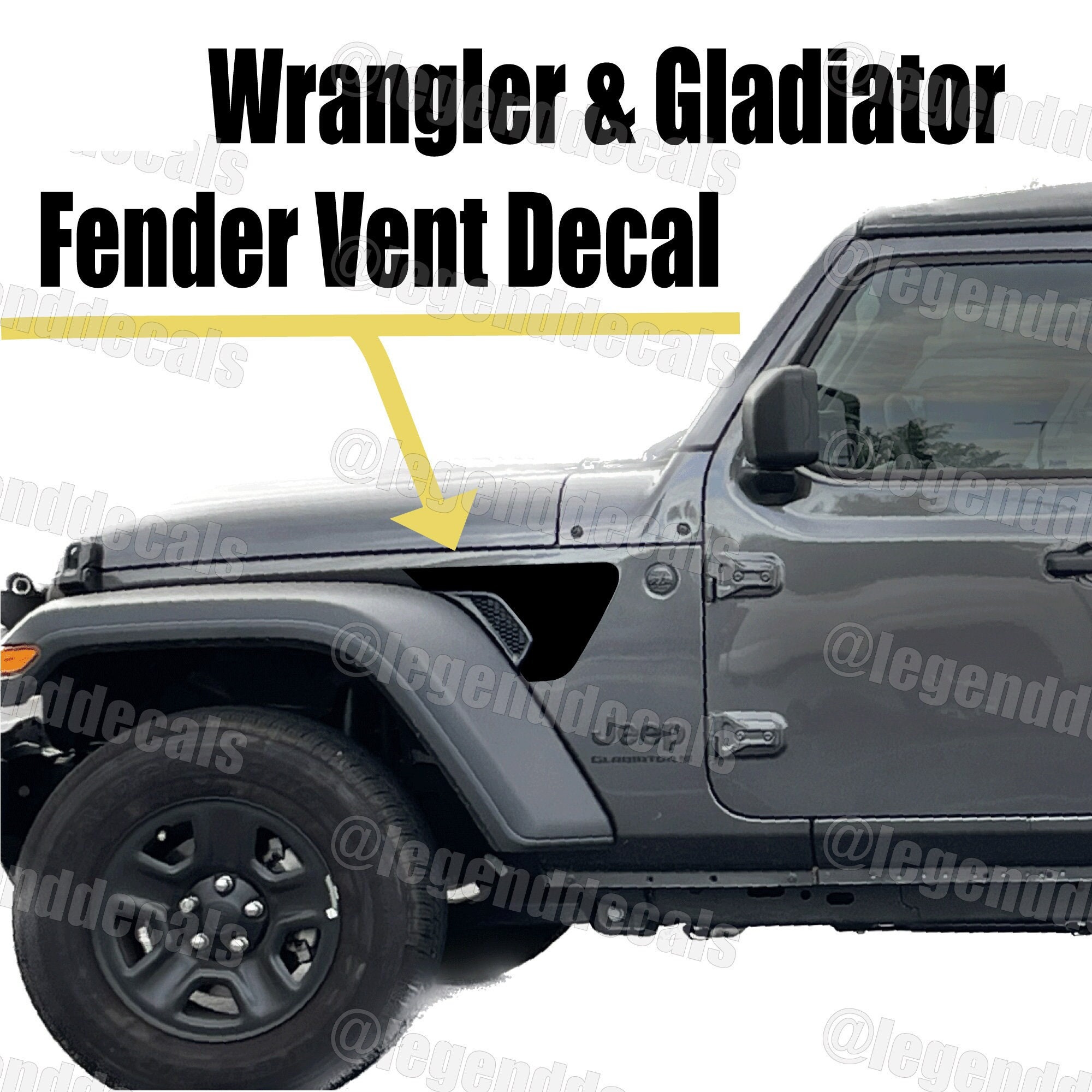 Wrangler and Gladiator Fender Vent Decal set of 2 multiple Color ...
