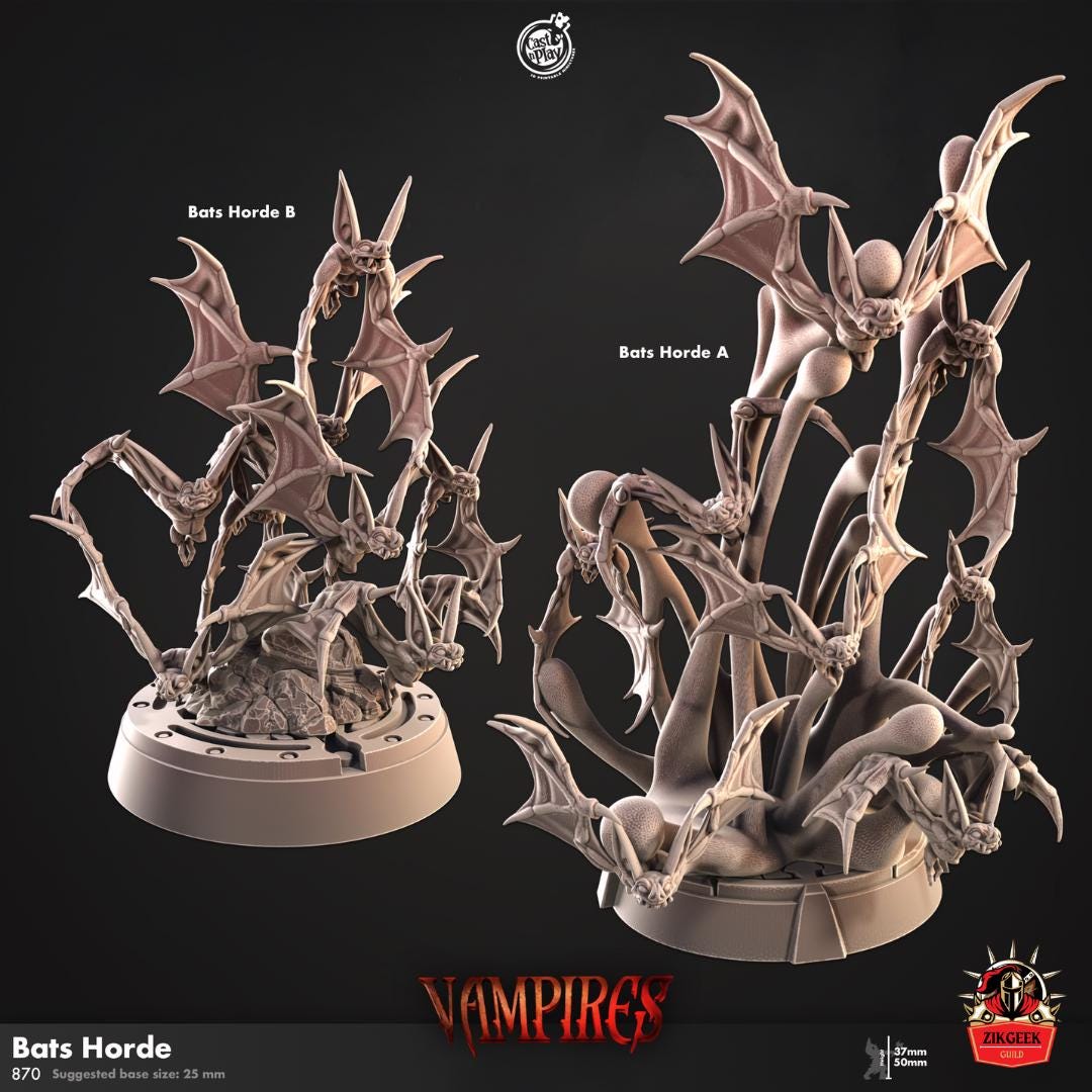 Bat Swarm Creature Miniature: 28/32/38mm Fantasy RPG Mini for Dnd ...