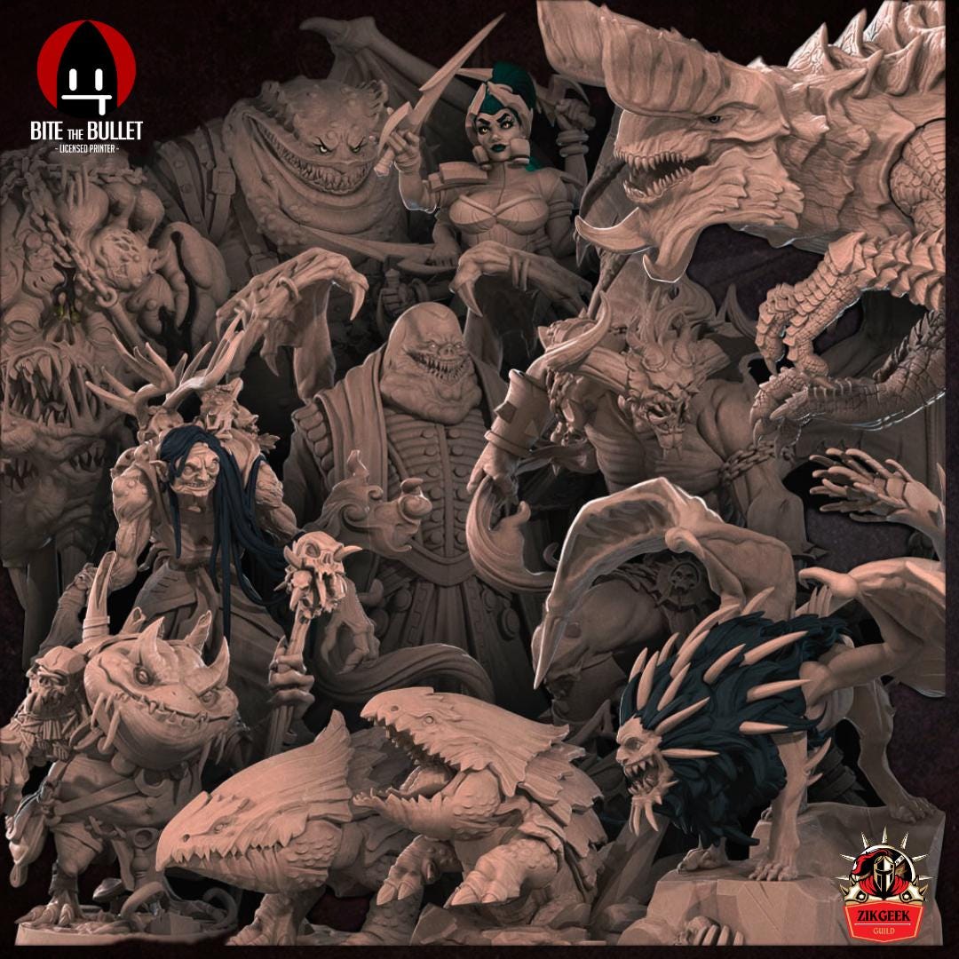 Ensemble de figurines monstres et démons géants : Balor, Tarrasque ...