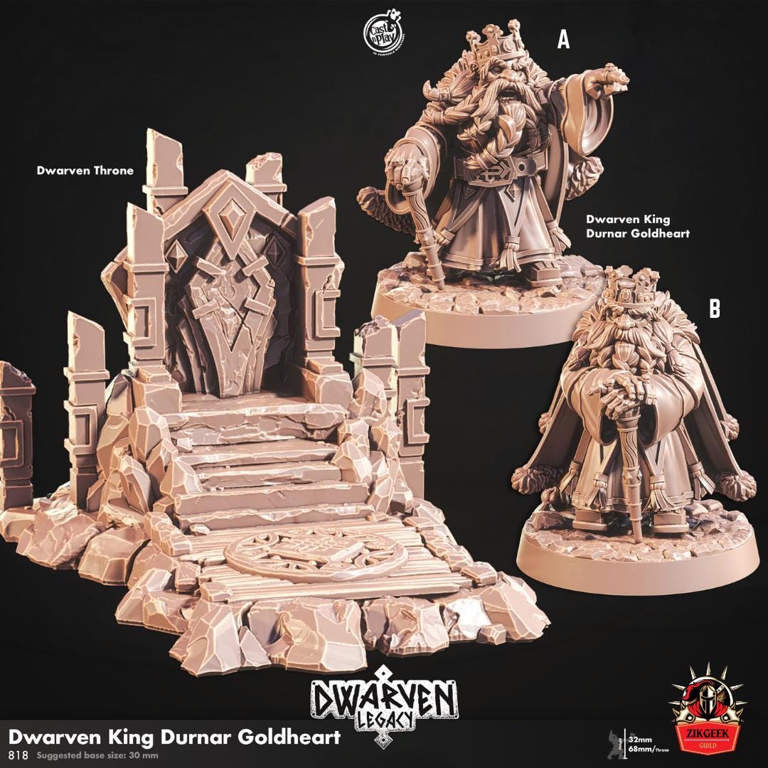 Dwarf King, Dwarf Throne Dnd Miniature Dungeons and Dragons Mini Hero ...