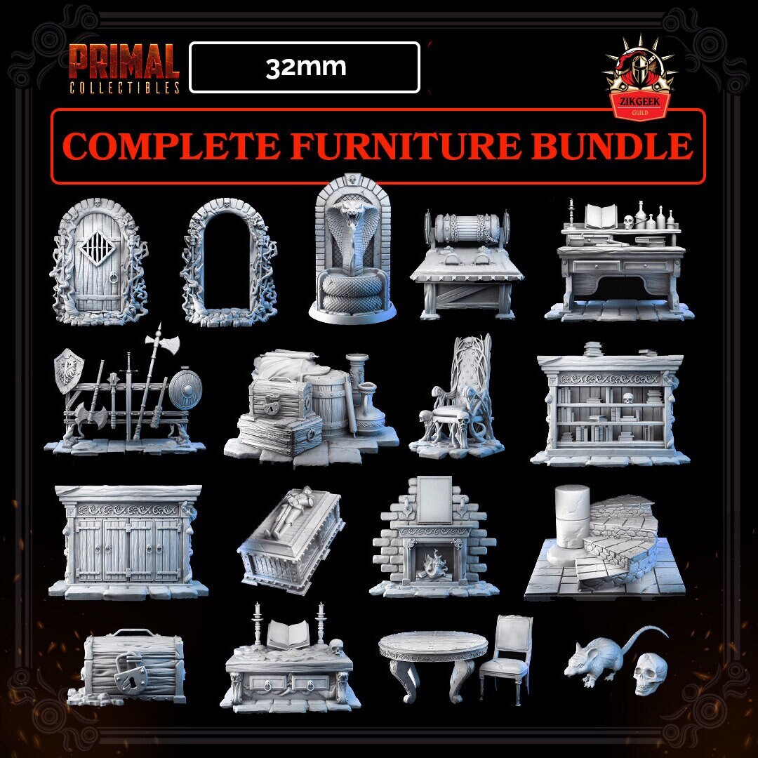 Complete Fantasy Furniture Terrain Set – Miniature Decor for TTRPG ...