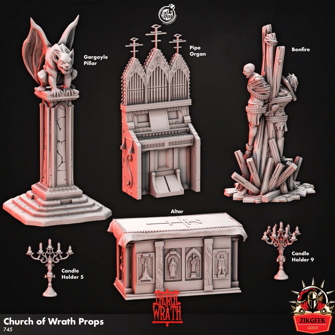 Church of Wrath Props, Gothic Dnd Terrain Miniatures, Furniture, Hero ...