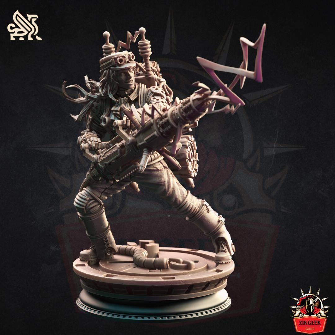 Human Male Lightning Artificer Miniature: 28/32/38mm Fantasy RPG Mini ...