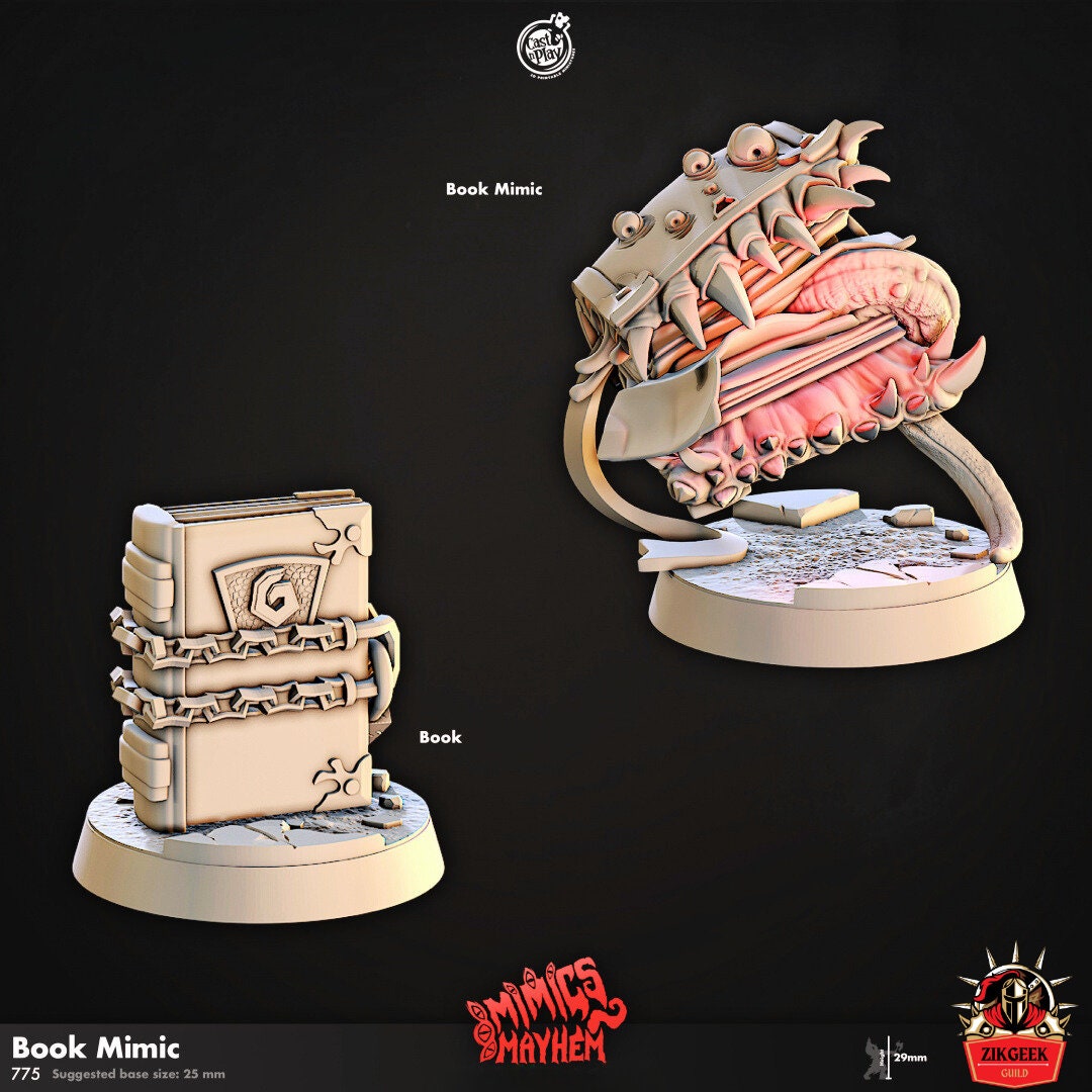 Book Mimic Dnd Enemy Miniature, RPG Tabletop Game, Dungeons and Dragons ...
