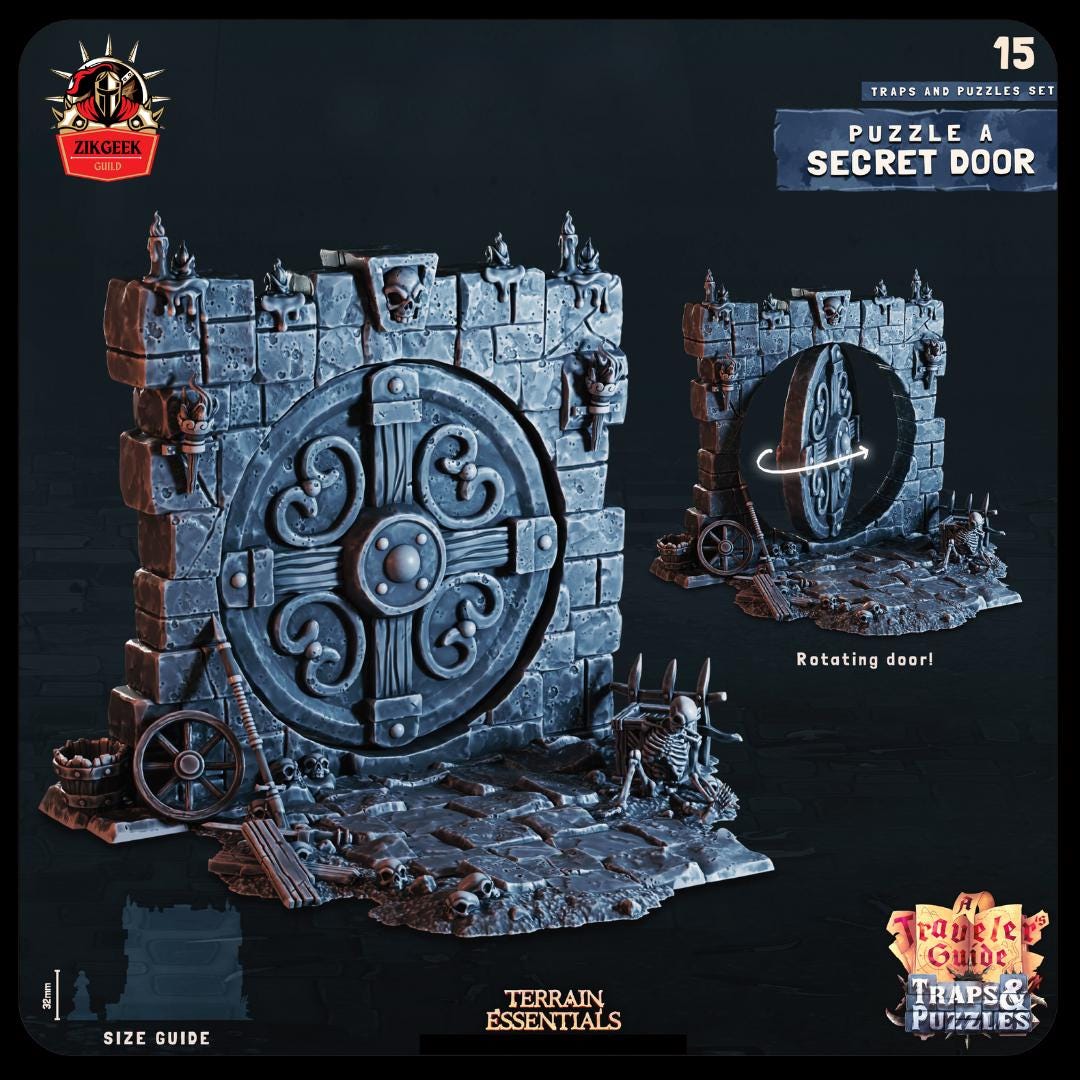 Secret Door Miniature Terrain: 28/32/38mm Fantasy RPG Mini for Dnd ...