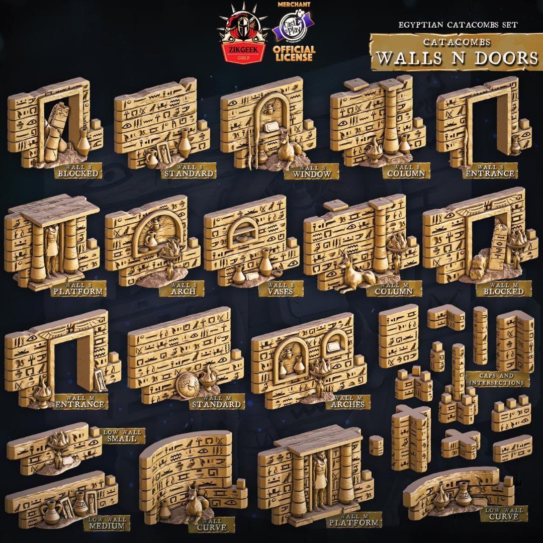 Catacombs Walls & Doors Terrain: 28/32/38mm Fantasy RPG Mini for Dnd ...
