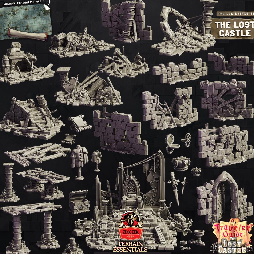 Castle Walls, Puzzles, Terrain Miniature: 28/32/38mm Fantasy RPG Mini ...