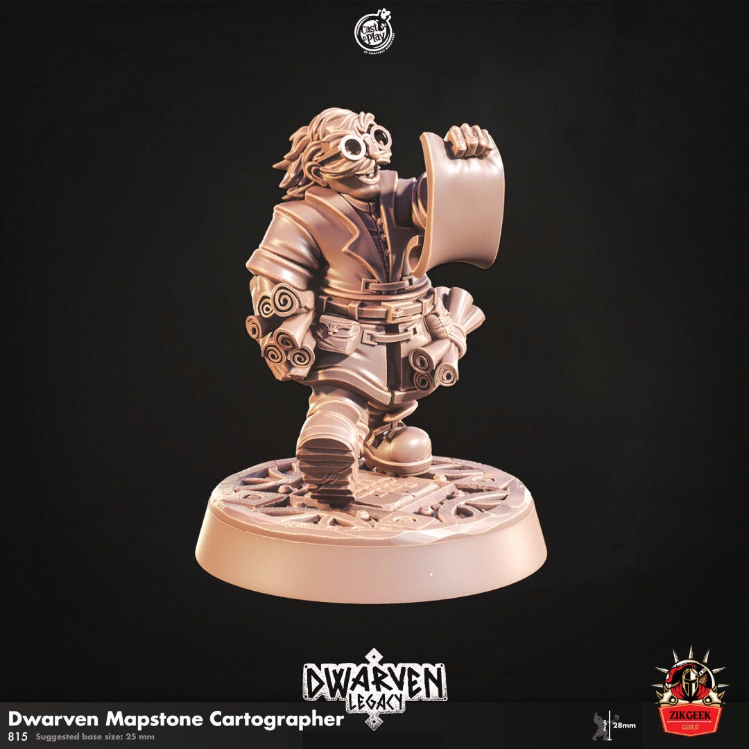 Dwarf Mapstone Cartographer Miniature: 28/32/38mm Fantasy RPG Mini for ...