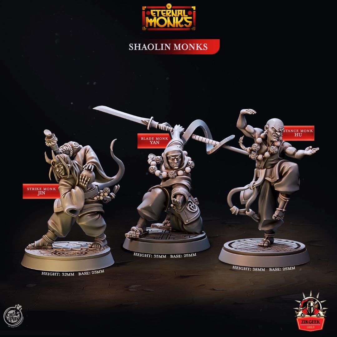 Shaolin Monks Monster Fighter Enemy Miniature Dungeons and Dragons Mini ...
