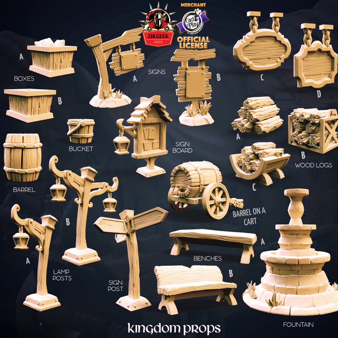 Town Props Miniature Terrain: 28/32/38mm Fantasy RPG Mini for Dnd ...