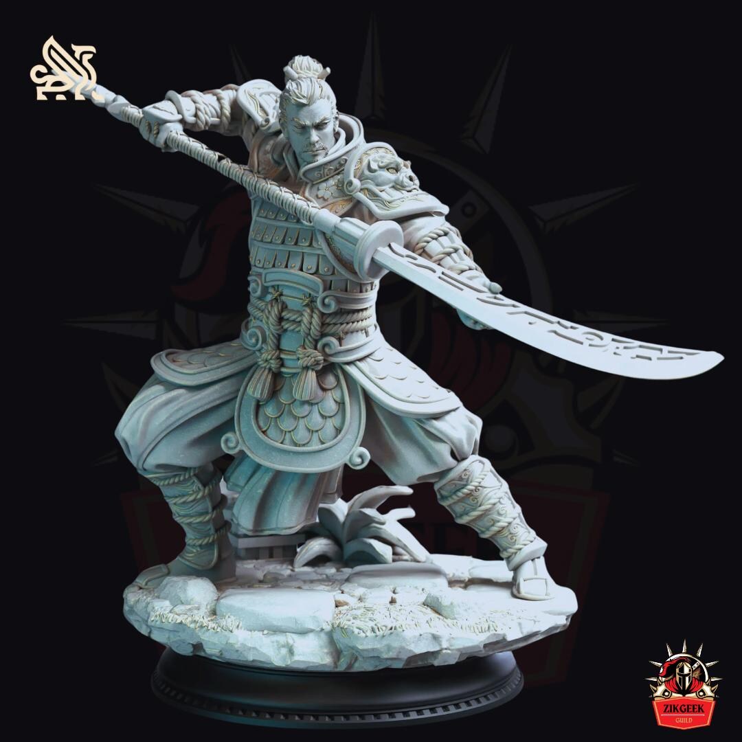 Eastern Commander Fighter Miniature: 28/32/38mm Fantasy RPG Mini for ...