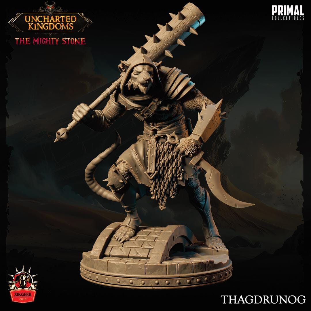 Ratman Fighter Mercenary Miniature: 28/32/38mm Fantasy RPG Mini for Dnd ...