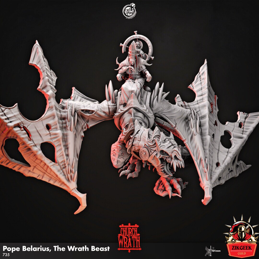 Undead Pope on Dragon, Gothic Dnd Enemy Tabletop Game Miniature, RPG ...