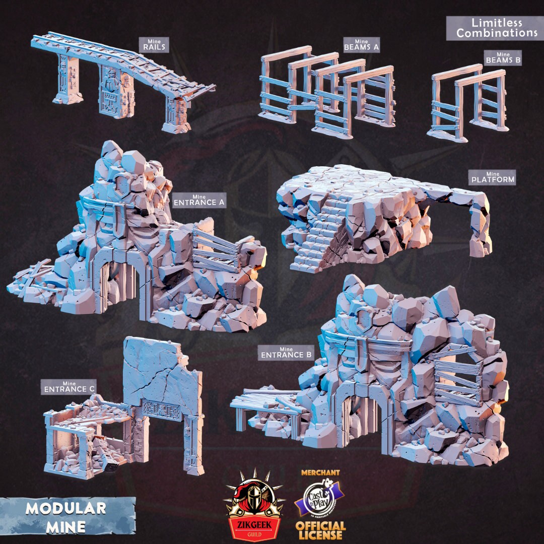 Modular Dwarf Mine Terrain: 28/32/38mm Fantasy RPG Mini for Dnd, TTRPG ...
