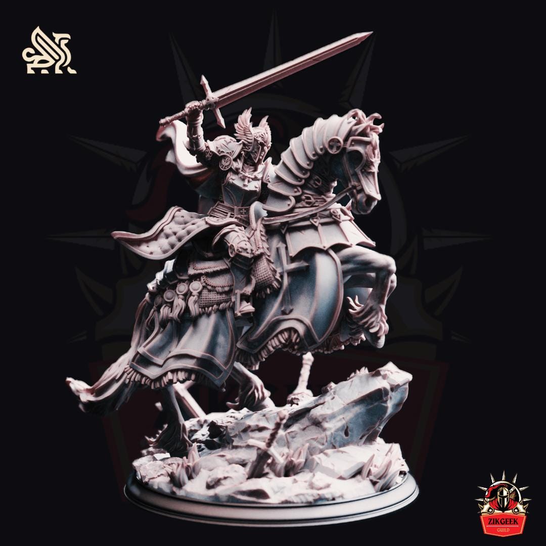 Female Knight Riding a Horse Miniature: 28/32/38mm Fantasy RPG Mini for ...