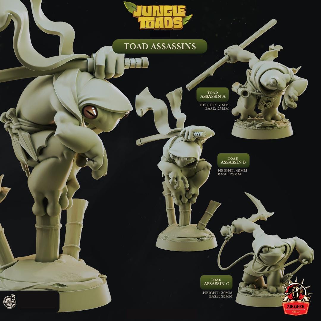 Ninja Assassin Toads Miniature: 28/32/38mm Fantasy RPG Mini for Dnd ...