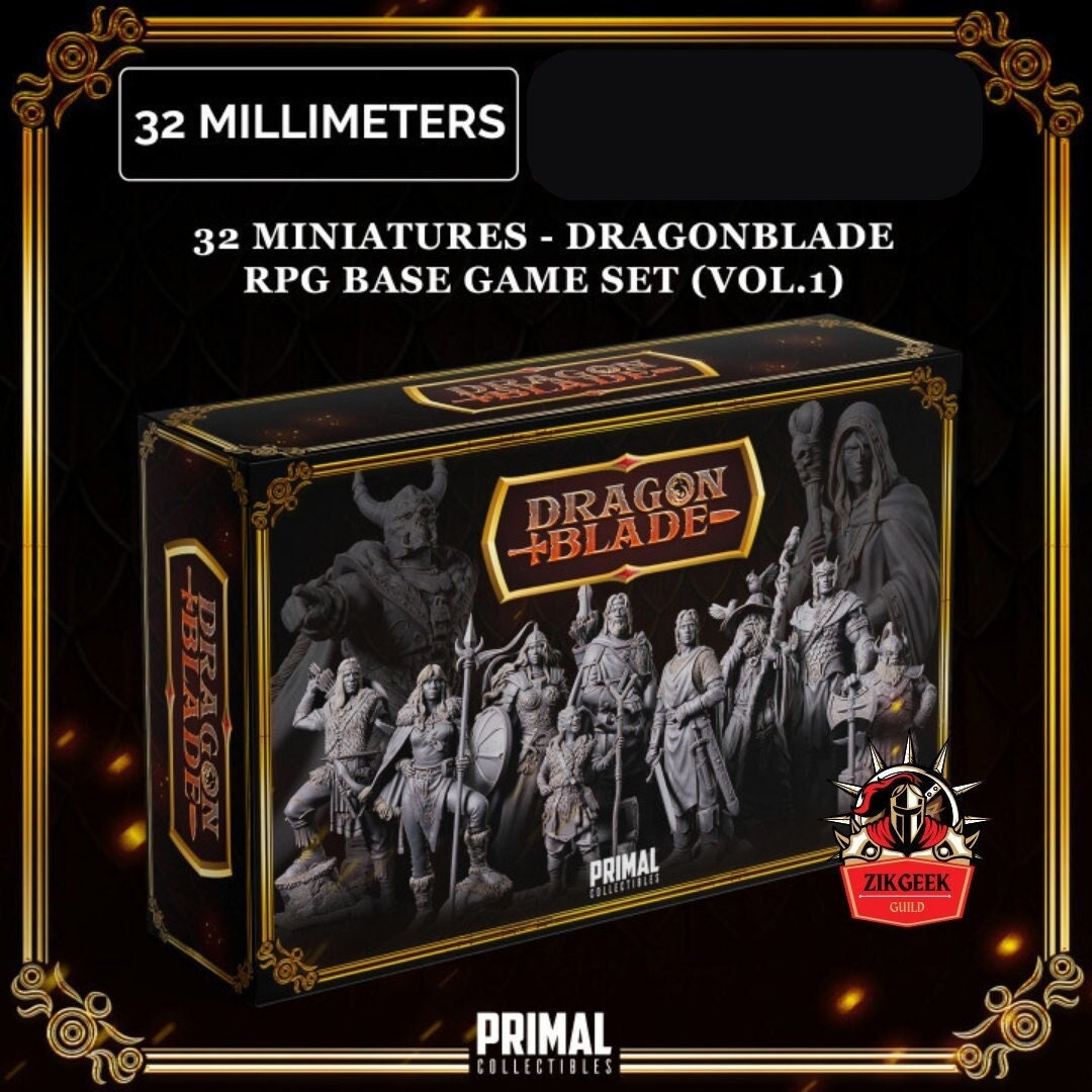 Dragon Blade X32 Miniatures Set: 28/32/38mm Fantasy RPG Mini for Dnd ...