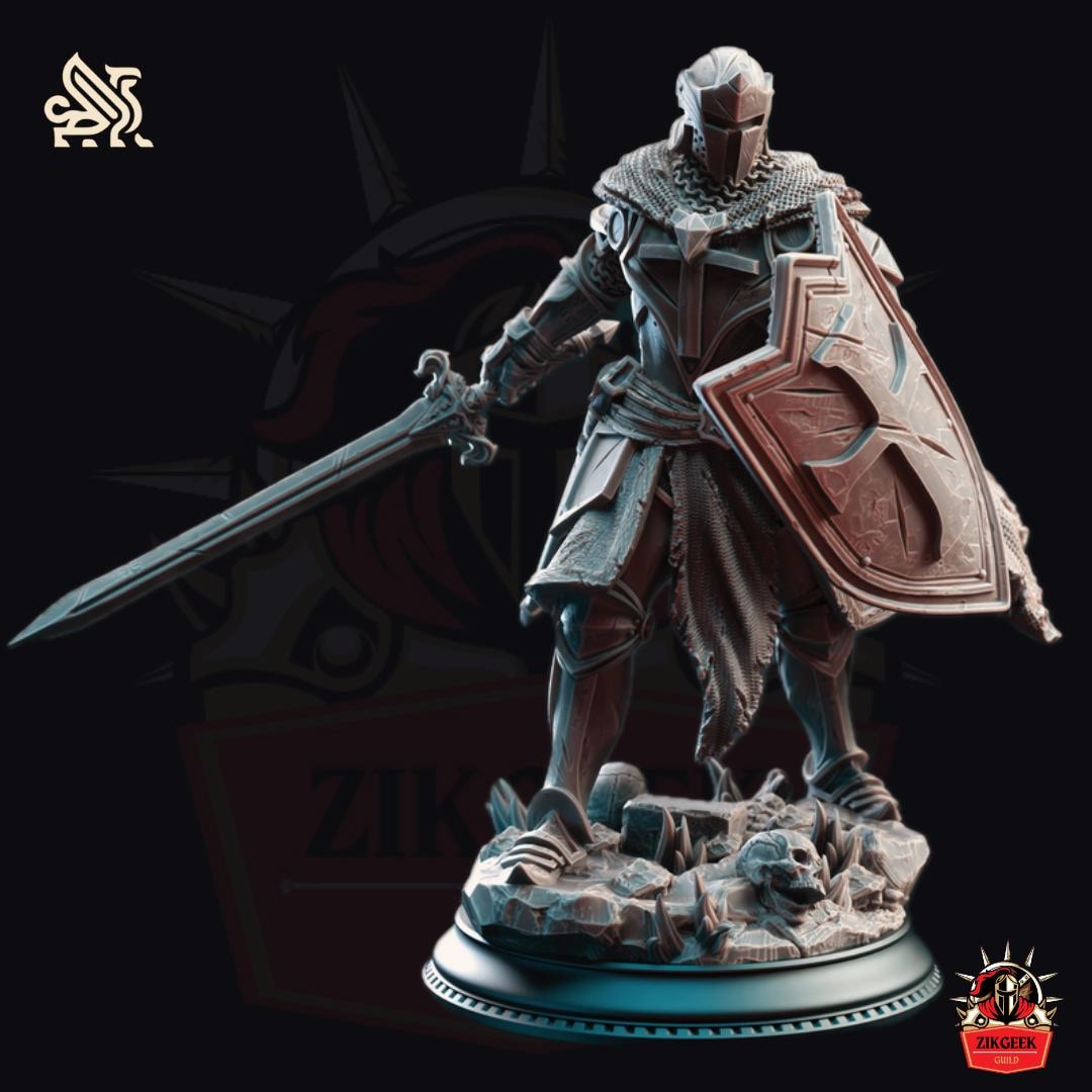 Human Male Cursed Paladin Miniature: 28/32/38mm Fantasy RPG Mini for ...