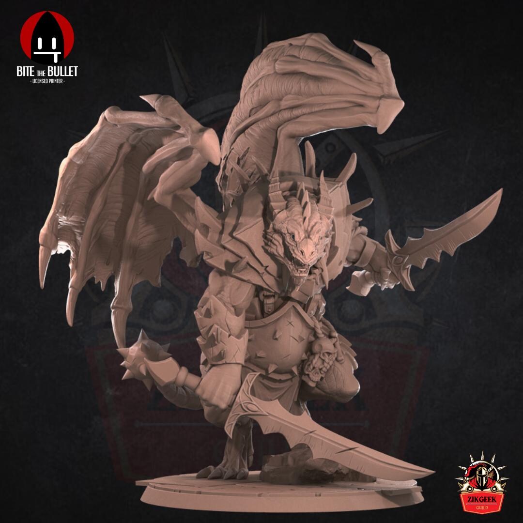 Draconian Dreadnought Miniature: 28/32/38mm Fantasy RPG Mini for Dnd ...