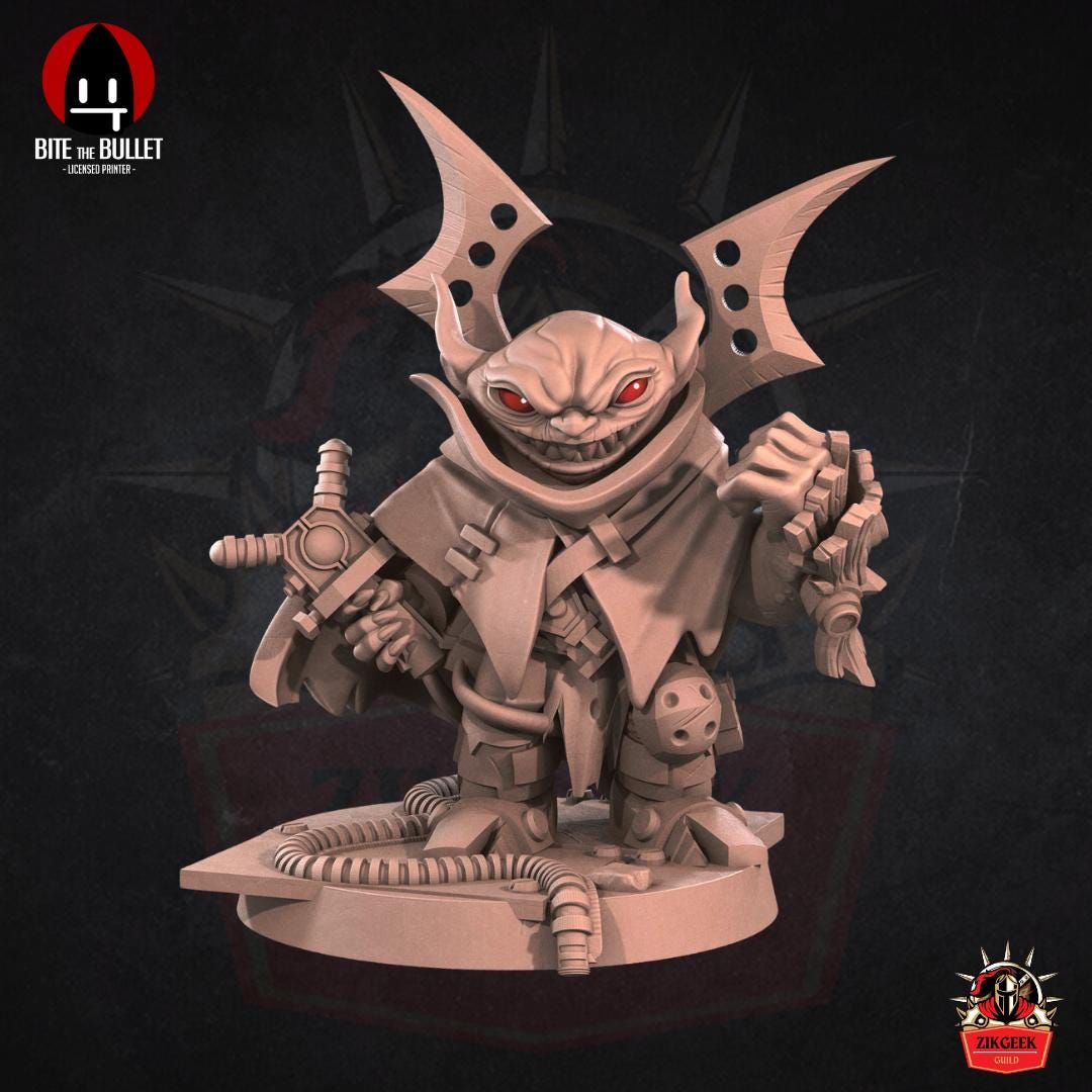Space Goblin Vanguard Fighter Miniature: 28/32/38mm Fantasy RPG Mini ...