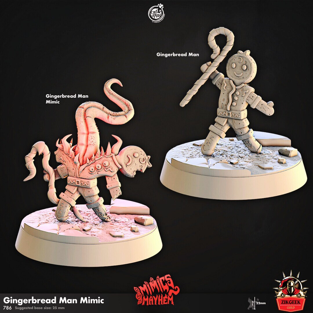 Gingerbread Man Mimic Dnd Enemy Miniature, RPG Tabletop Game, Dungeons ...
