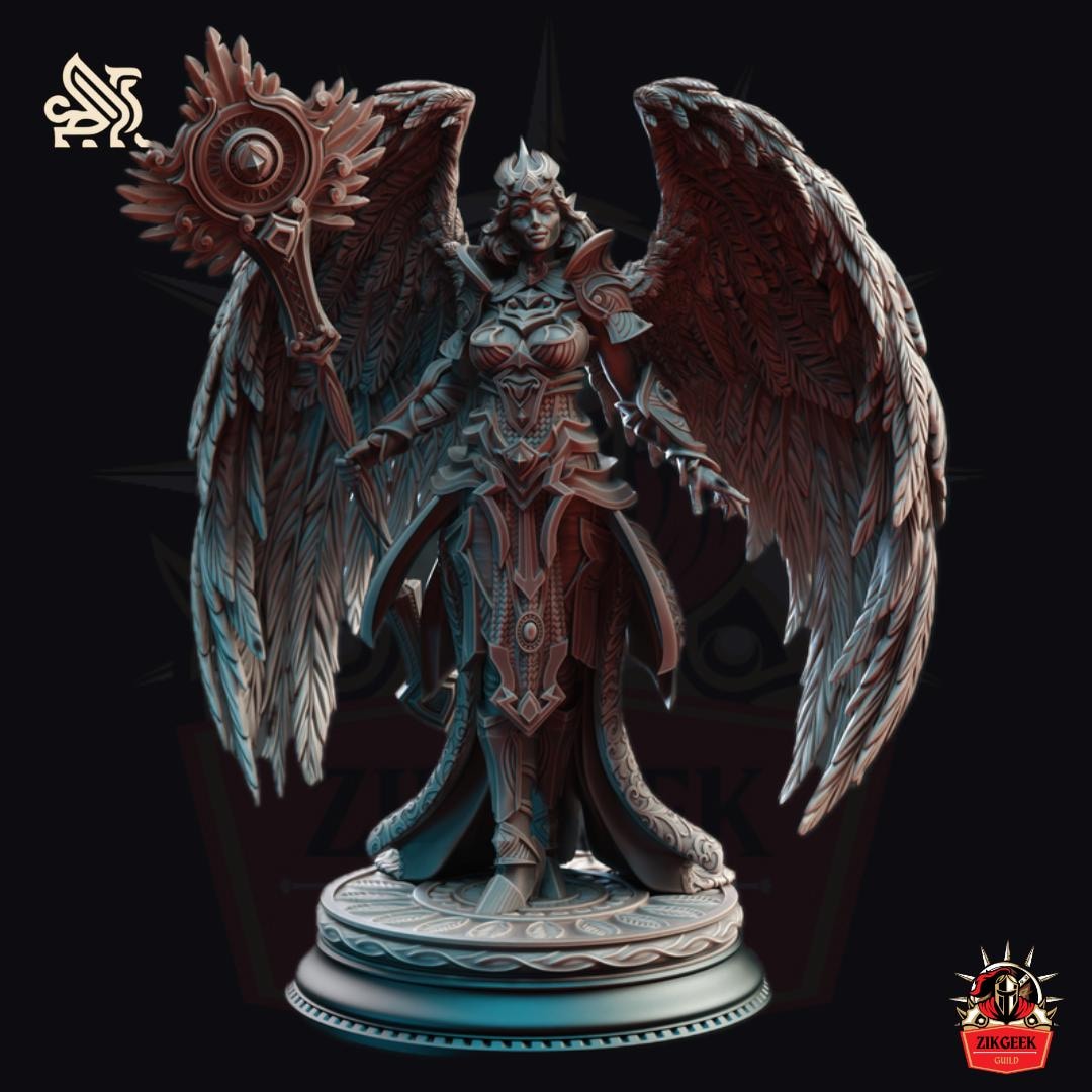 Aasimar Female Angelic Cleric Miniature: 28/32/38mm Fantasy RPG Mini ...