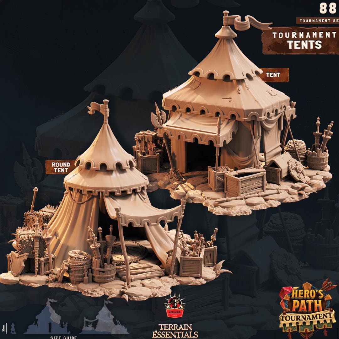 Tournament Tents Terrain Miniatures: 28/32/38mm RPG Mini for Dnd, TTRPG ...
