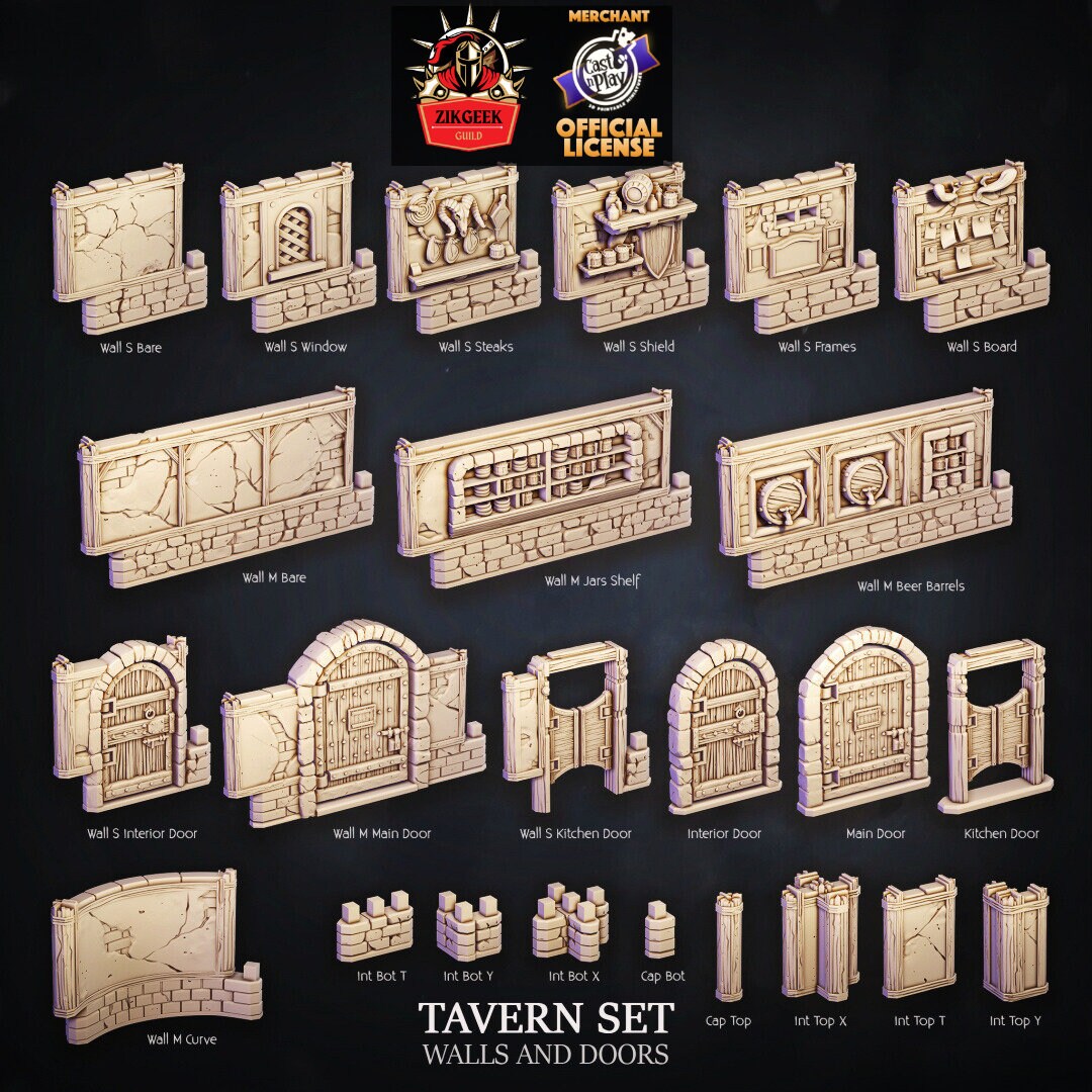 Tavern Walls & Doors Tavern Set: 28/32/38mm Fantasy RPG Miniatures for ...