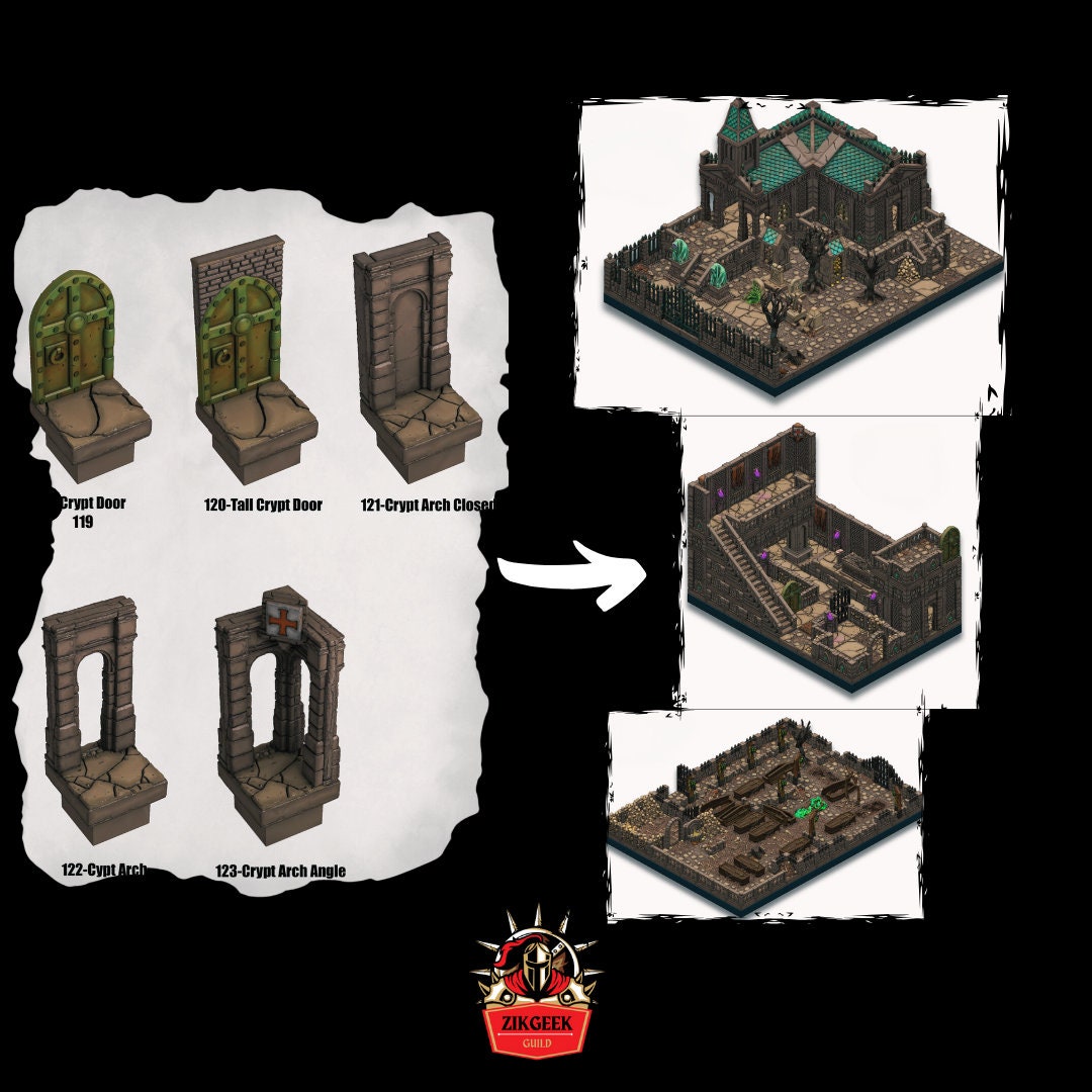 Modular Graveyard Terrain Tiles Crypt Door Cemetery Blocks Crypt Dnd ...