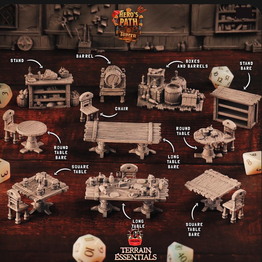 Tavern Interior Props Terrain: 28/32/38mm Fantasy RPG Mini for Dnd ...