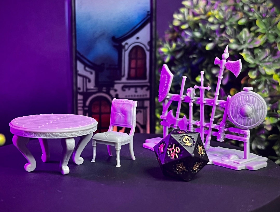 Table Chair, Weapons Rack Furniture Miniature Dungeons and Dragons Mini ...