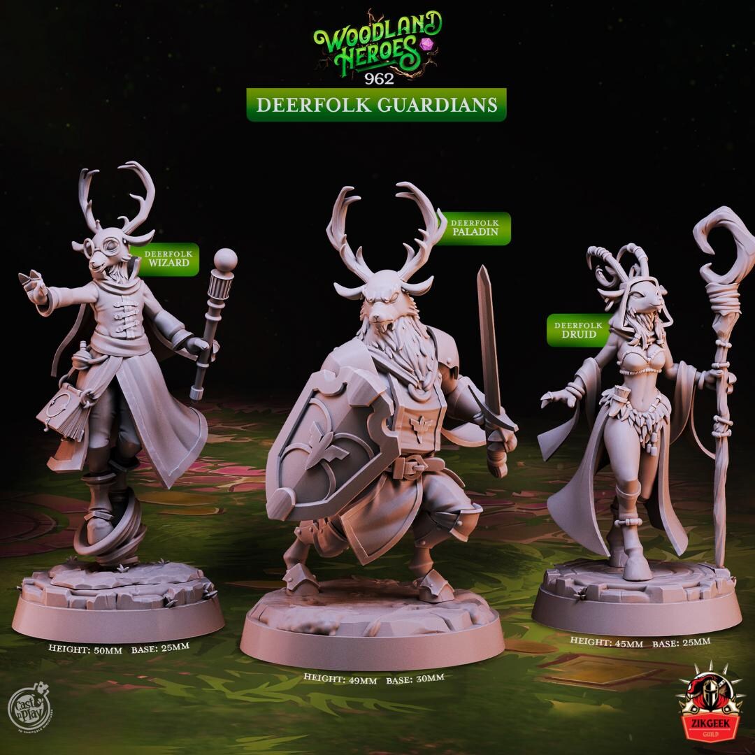 Deerfolk Guardians Wizard Paladin Druid Fighter Dnd Miniature Dungeons ...