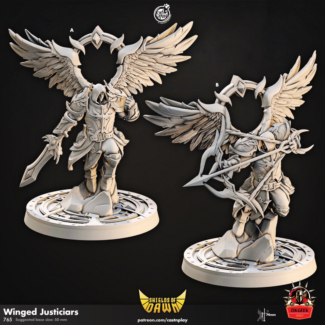 Male Archangel Holy Knight Miniature: 28/32/38mm Fantasy RPG Mini for ...