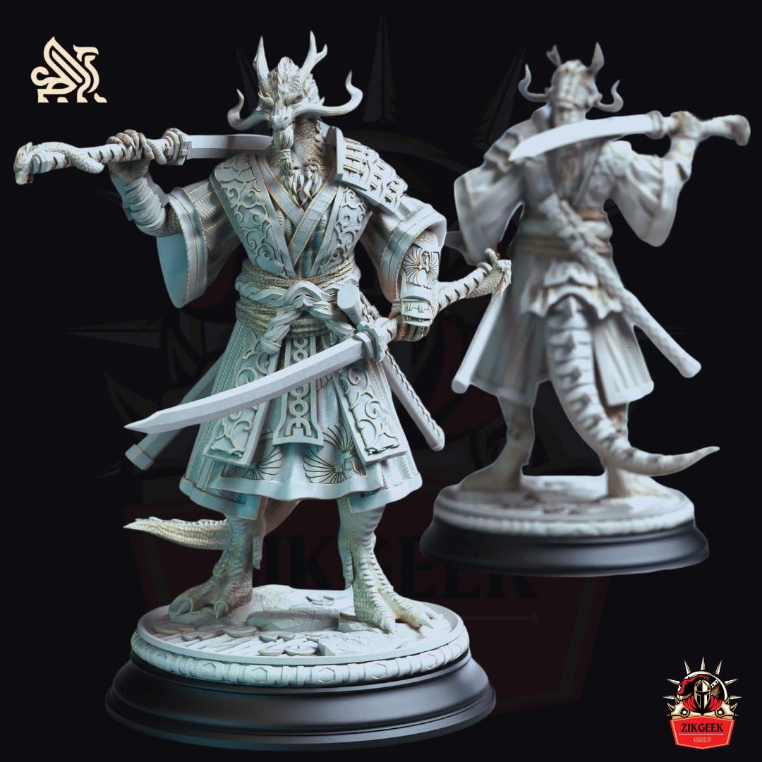 Dragonborn Male Warrior Miniature: 28/32/38mm Fantasy RPG Mini for Dnd ...