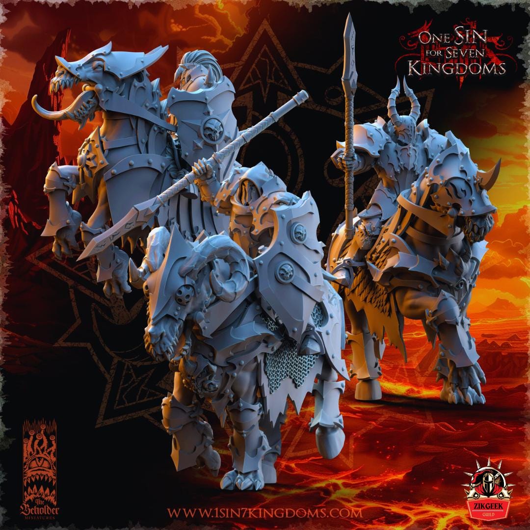 Demon Knights Enemy Monster With Spear and Shield Wargaming Miniature ...