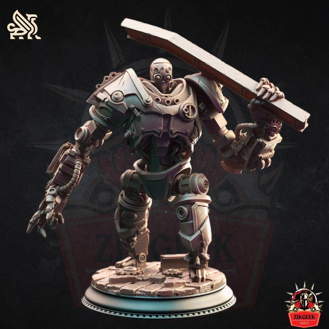 Steampunk Automaton Fighter Miniature: 28/32/38mm Fantasy RPG Mini for ...