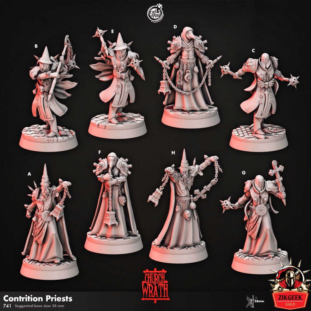 Contrition Priests, Dark Cultist Gothic Dnd Enemy Tabletop Game ...