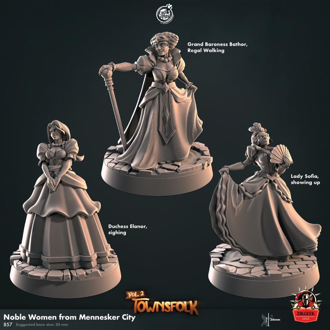 Townsfolk Hero Noble Women NPC Miniature Dungeons and Dragons Mini Hero ...