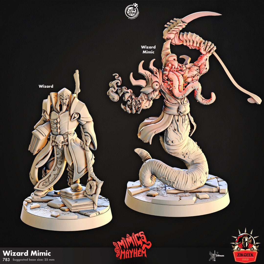 Wizard Monster Mimic Miniature: 28/32/38mm Fantasy RPG Mini for Dnd ...