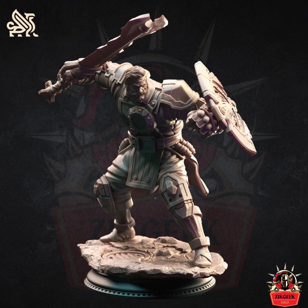 Human Artificer Enforcer Miniature: 28/32/38mm Fantasy RPG Mini for Dnd ...