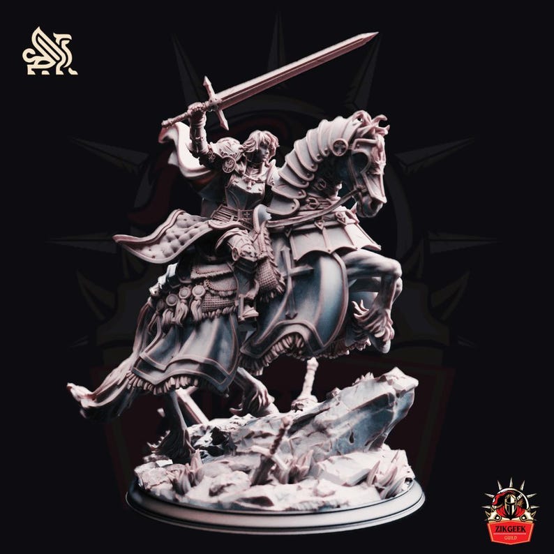 Female Knight Riding a Horse Miniature: 28/32/38mm Fantasy RPG Mini for ...