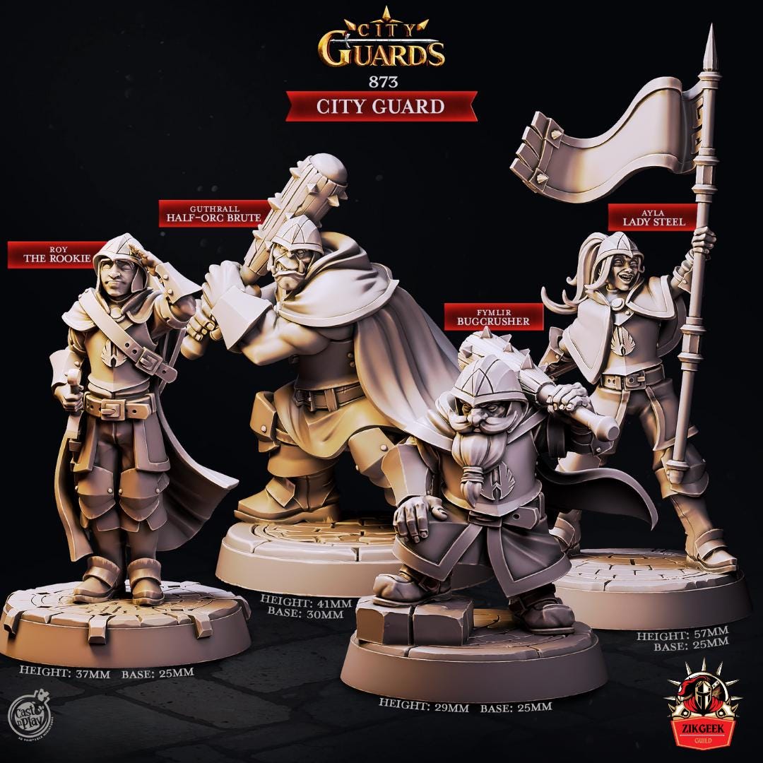 City Guard NPC Warrior Fighter Miniature Dungeons and Dragons Mini Hero ...