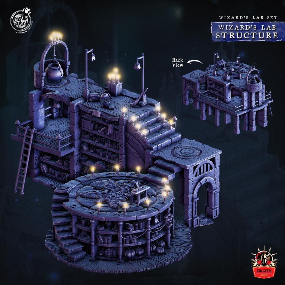 Wizard's Lab Structure Terrain: 28/32/38mm Fantasy RPG Miniature for ...