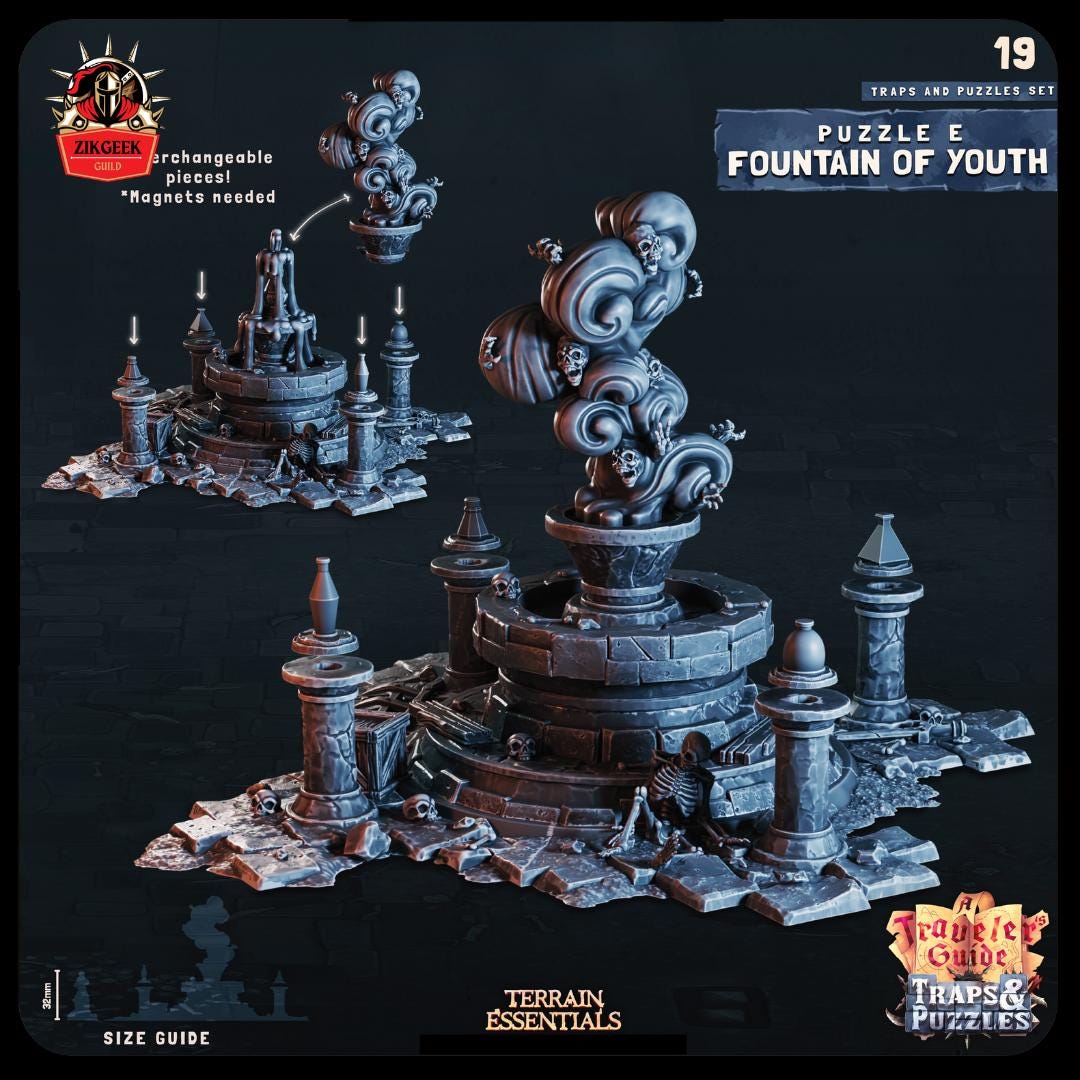 Fountain of Youth Puzzle Terrain: 28/32/38mm Fantasy RPG Mini for Dnd ...
