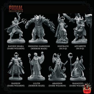 Classic Bosses Enemy Bundle 8 Pc Dnd Miniature Set Cleric Warlock Mage ...