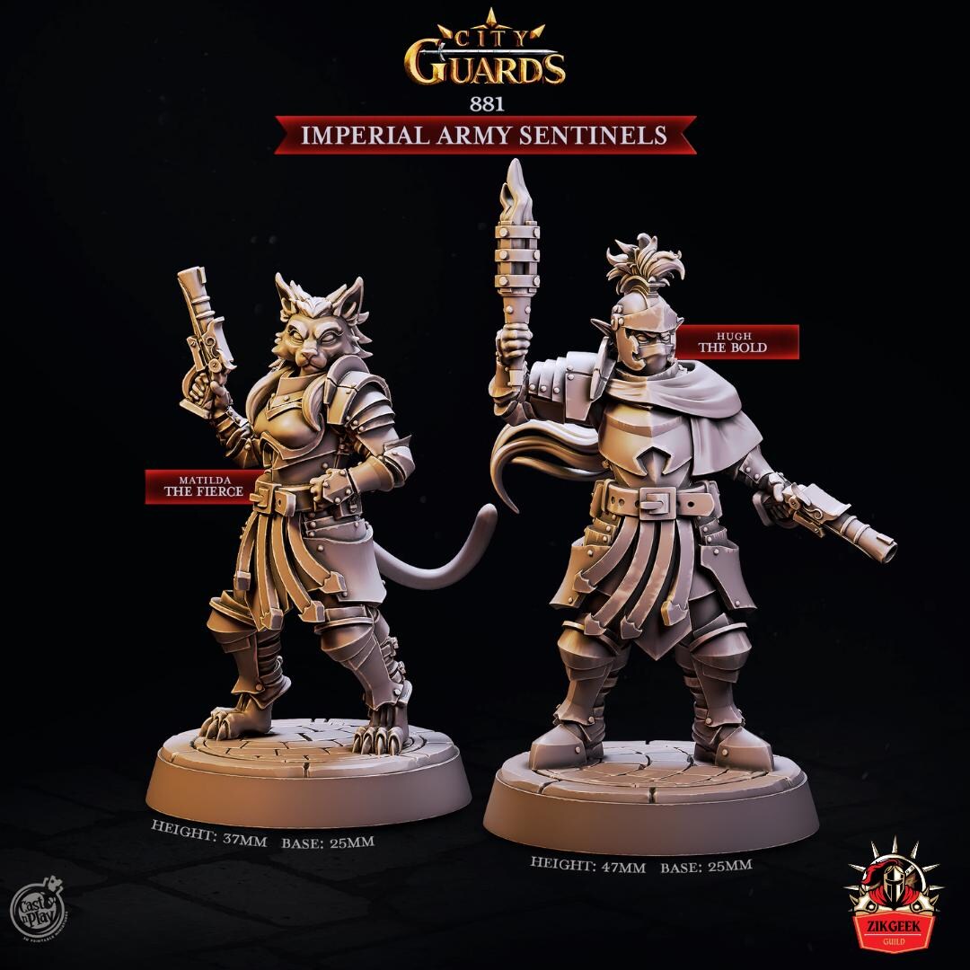 Imperial Army Sentinels Miniatures: 28/32/38mm Fantasy RPG Mini for Dnd ...